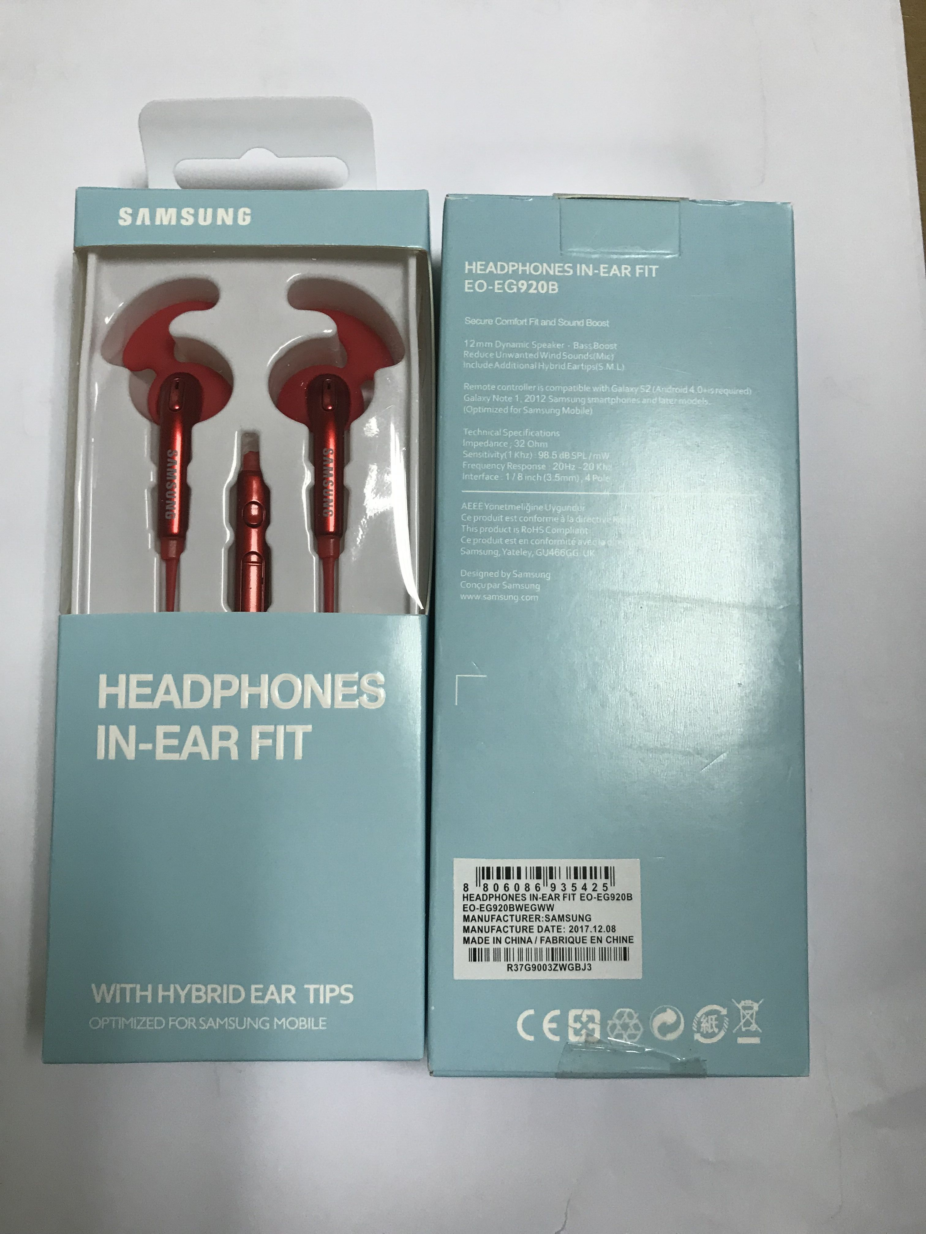 Samsung Galaxy S7 Headphones In-Ear Fit with Hybrid Ear tips EO-EG920B ...
